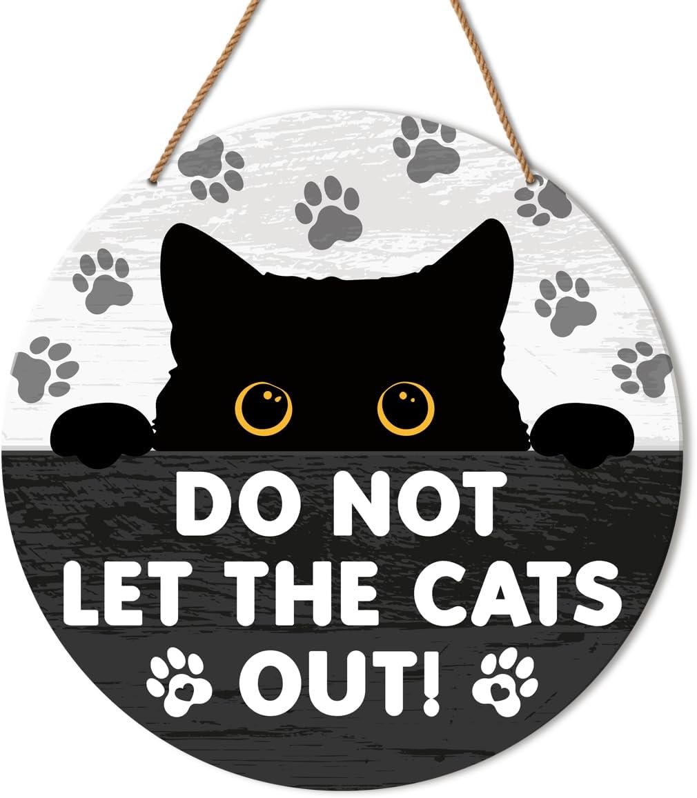 Amazon.com: HSNBT Do Not Let Cat Out Door Sign, Cat Hanging Sign for ...