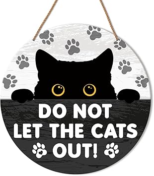 Amazon.com: HSNBT Do Not Let Cat Out Door Sign, Cat Hanging Sign for ...