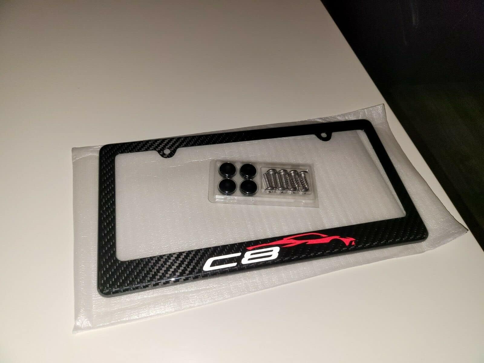 Amazon.com: C7 Corvette Notched Carbon Fiber License Plate Frame with ...