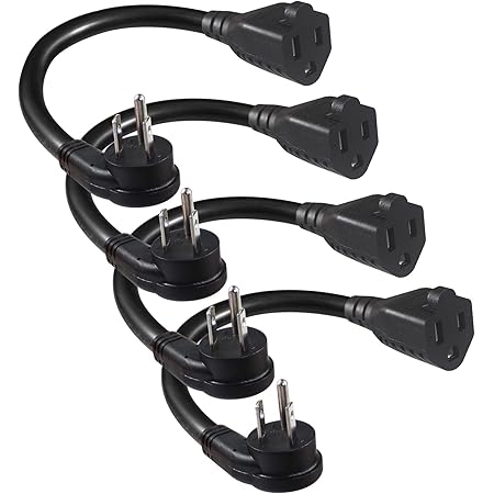 Amazon.com: [4 Pack] Flat Plug Short Power Extension Cord - 6inch Black ...