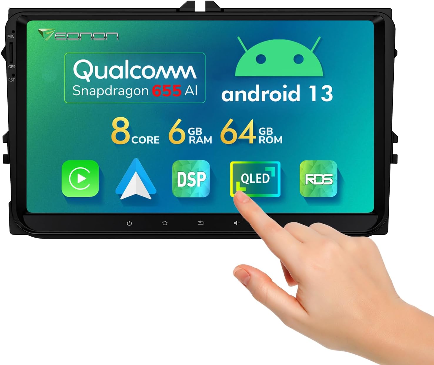 Amazon.com: Eonon Android 13 Wireless CarPlay & Android Auto Car Stereo ...