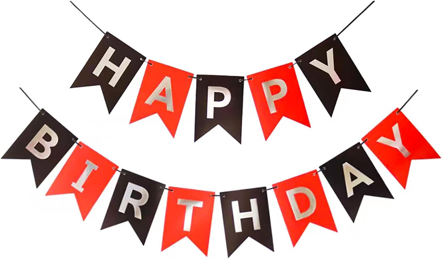 Amazon.com: Red Silver Black Happy Birthday Banner Sign Decorations for ...