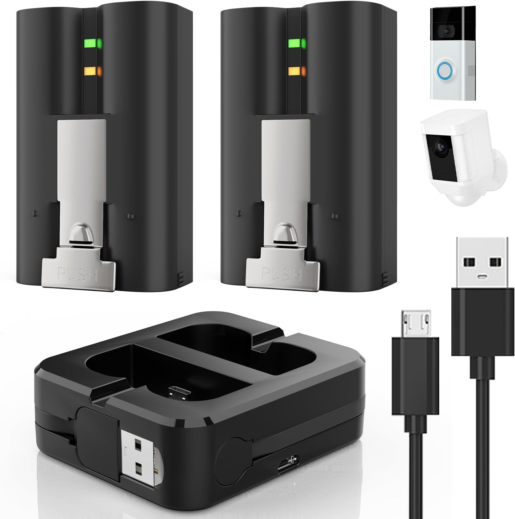 Replacement Rechargeable Battery for Ring, 2 Pack Lithium 6040mAh ...