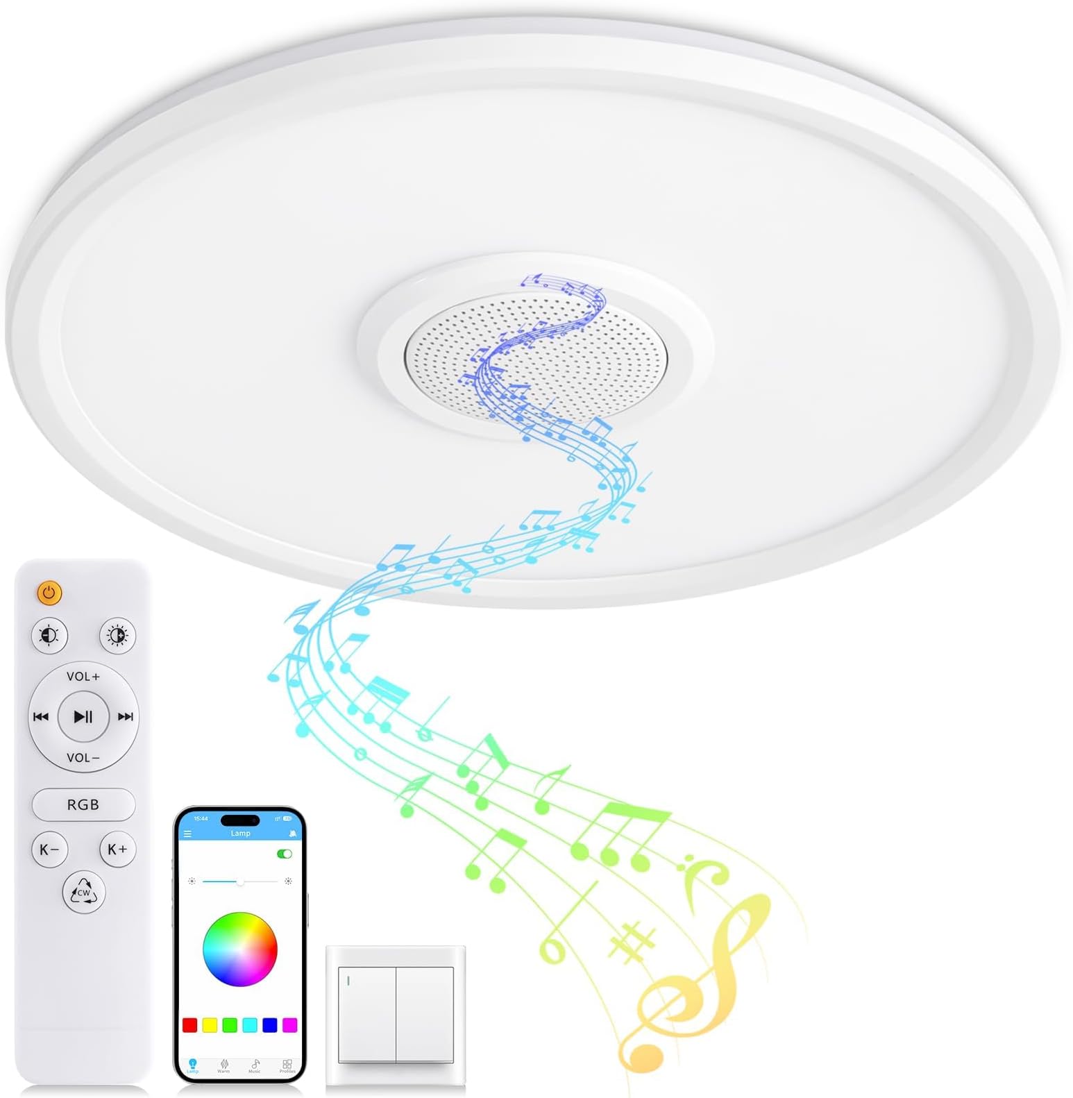 UprizeP 12Inch 24W 3000K-6500K Dimmable Modern White Plastic LED ...