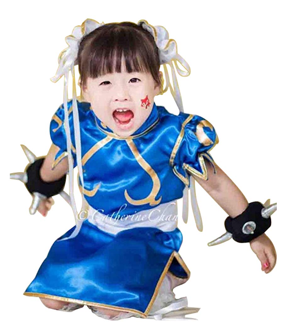Cosplaybala Kids Gilrs Fighter Chun Li Child Blue Dress Cosplay ...