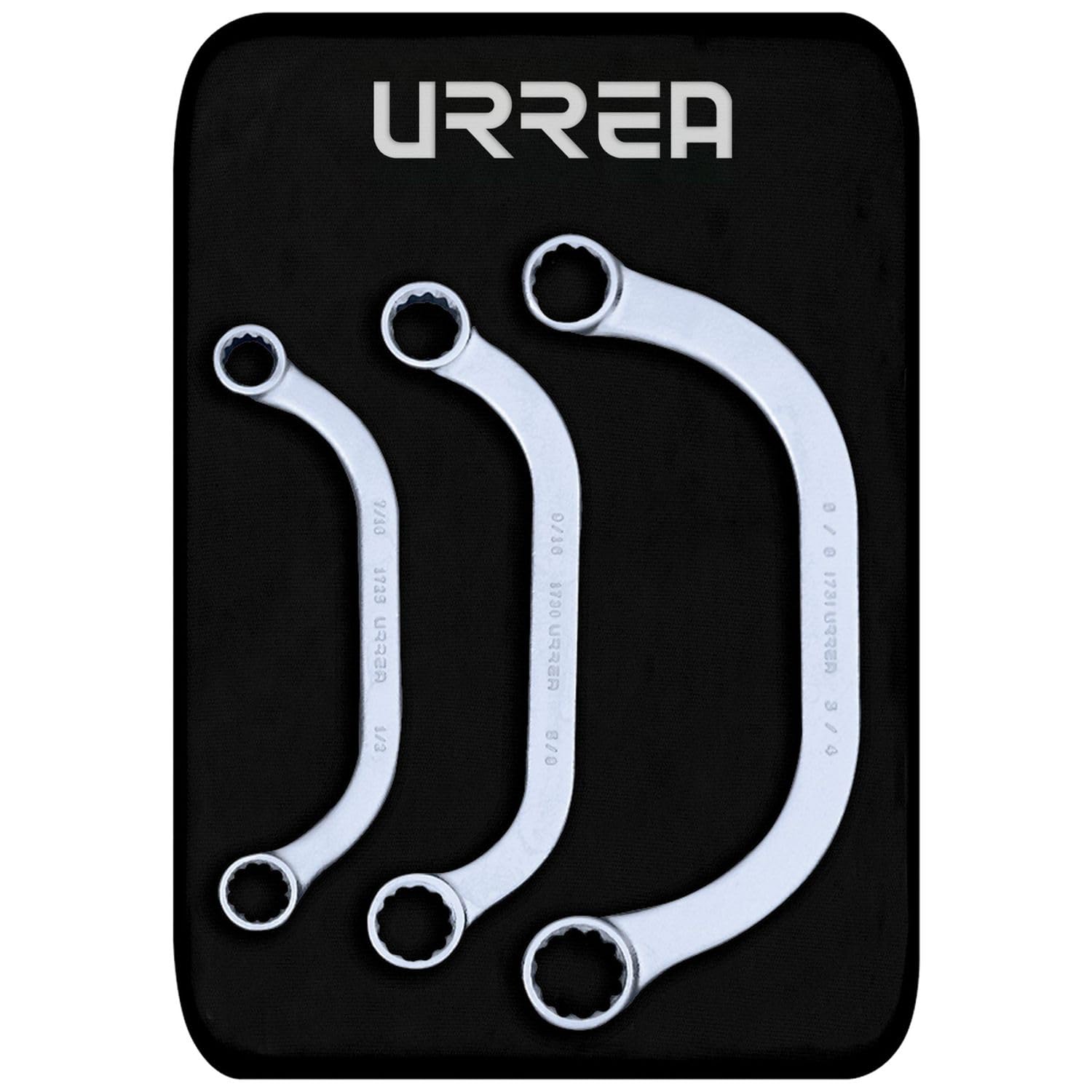 Snapklik.com : Urrea Box-End Obstruction Wrench Set - 3-Piece (7/16" - 3/4") Half-Moon Wrench Kit