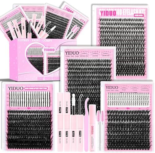 YIDUO Lash Clusters Kit 40D+60D+80D+100D+Spikes+Bottom Fluffy Clusters ...