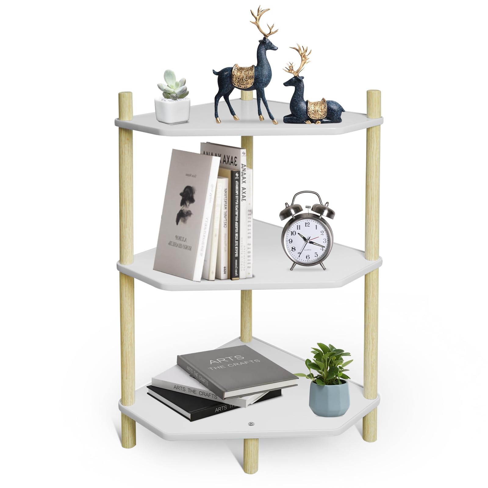LIWSHWZ 3-Tier Corner Shelf Stand Multipurpose Freestanding Shelving ...