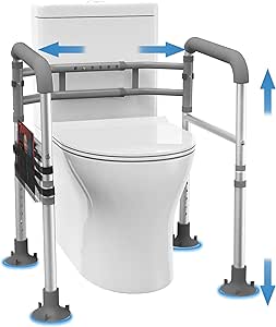 Amazon.com: Delog Toilet Safety Rails, Adjustable Toilet Safety Frame for Elderly, Seniors ...