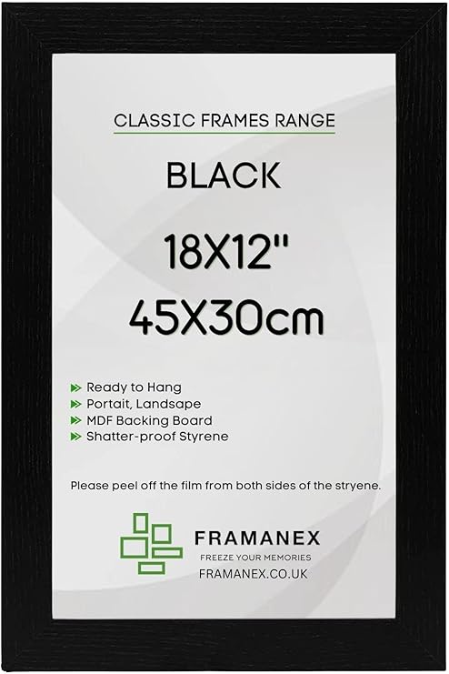 FRAMANEX BLACK 18X12 (45X30cm) Maxi Poster Picture Photo Frames ...