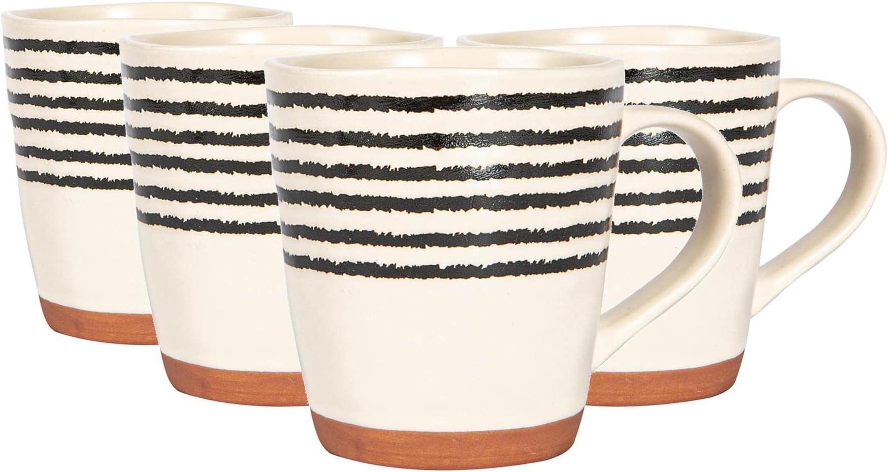 Nicola Spring 4pc Multicolour 385ml Dipped Dotty Stoneware Coffee Mugs ...