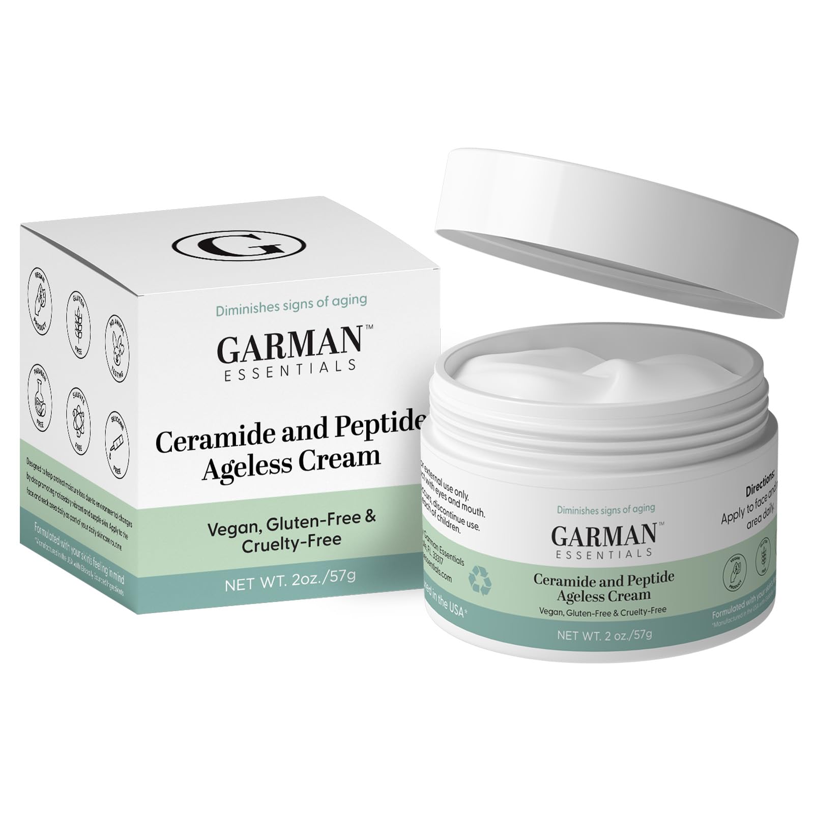 Amazon.com: Garman Essentials Ceramide and Peptide ageless Cream, Daily ...