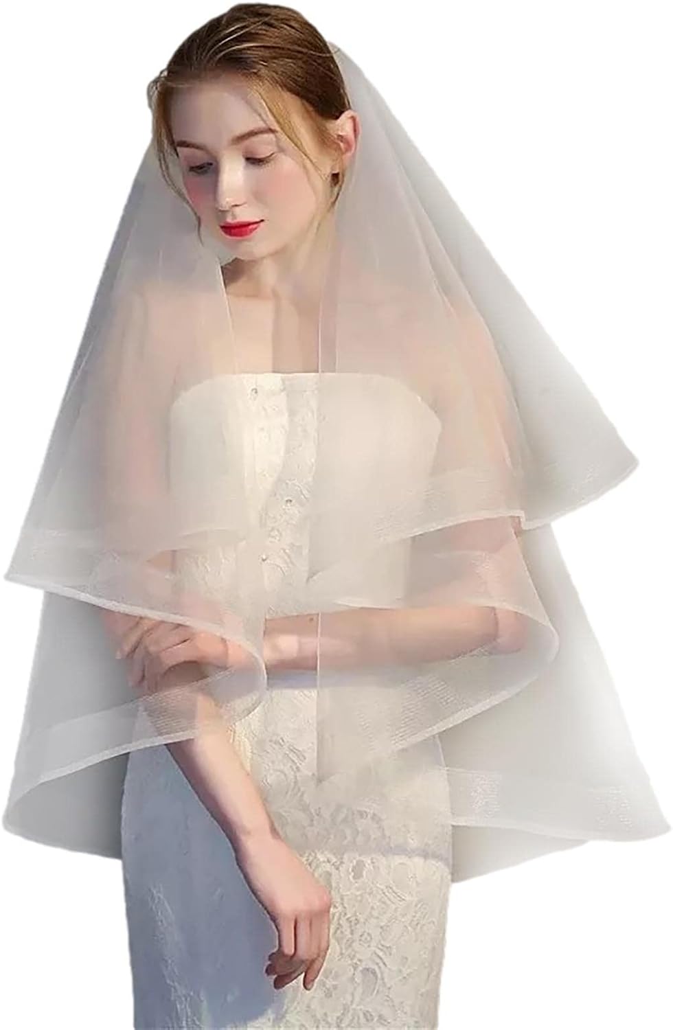 Double Layer Bridal Veil - Headpiece Veil with Comb,Bachelorette Veils ...