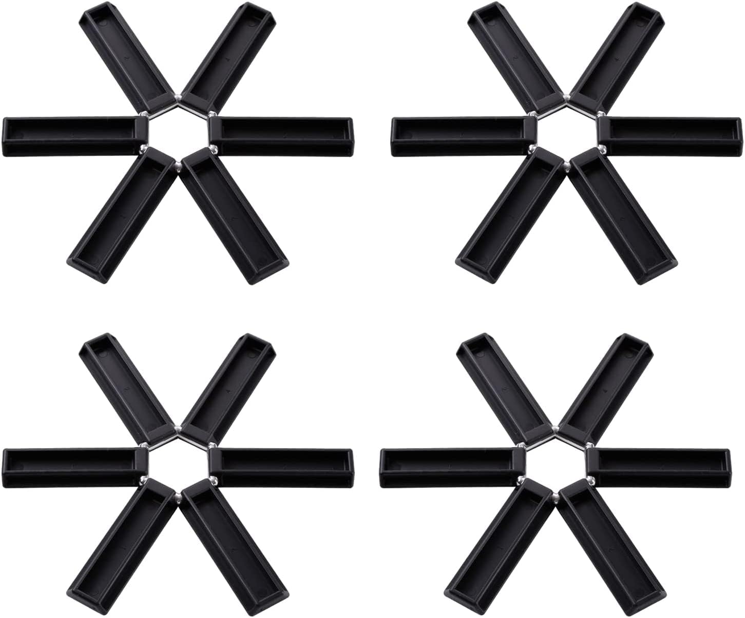Amazon.com: 4PCS Folding Heat Insulation Pad Trivet, Black Foldable Non ...