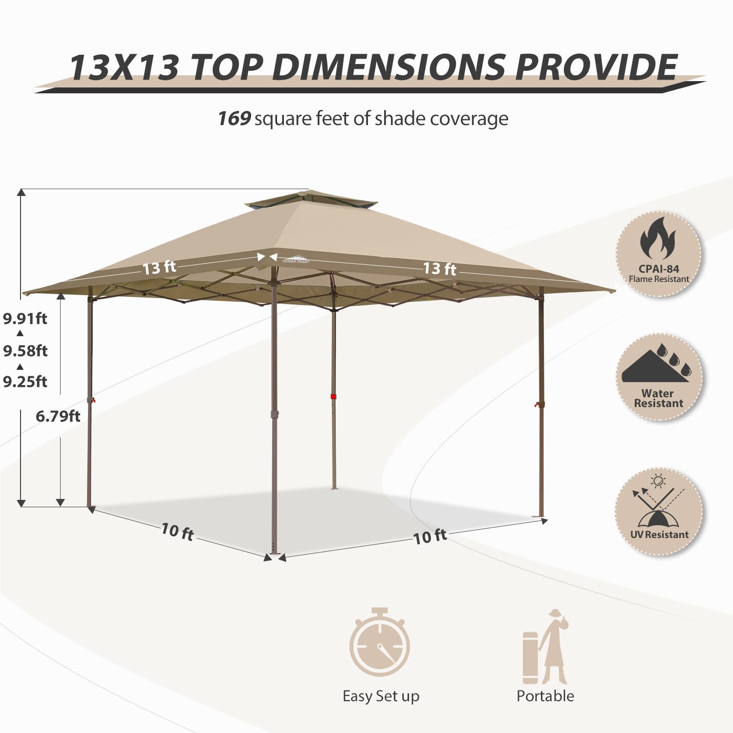 Snapklik.com : EAGLE PEAK 13x13 Straight Leg Pop Up Canopy Tent Instant ...