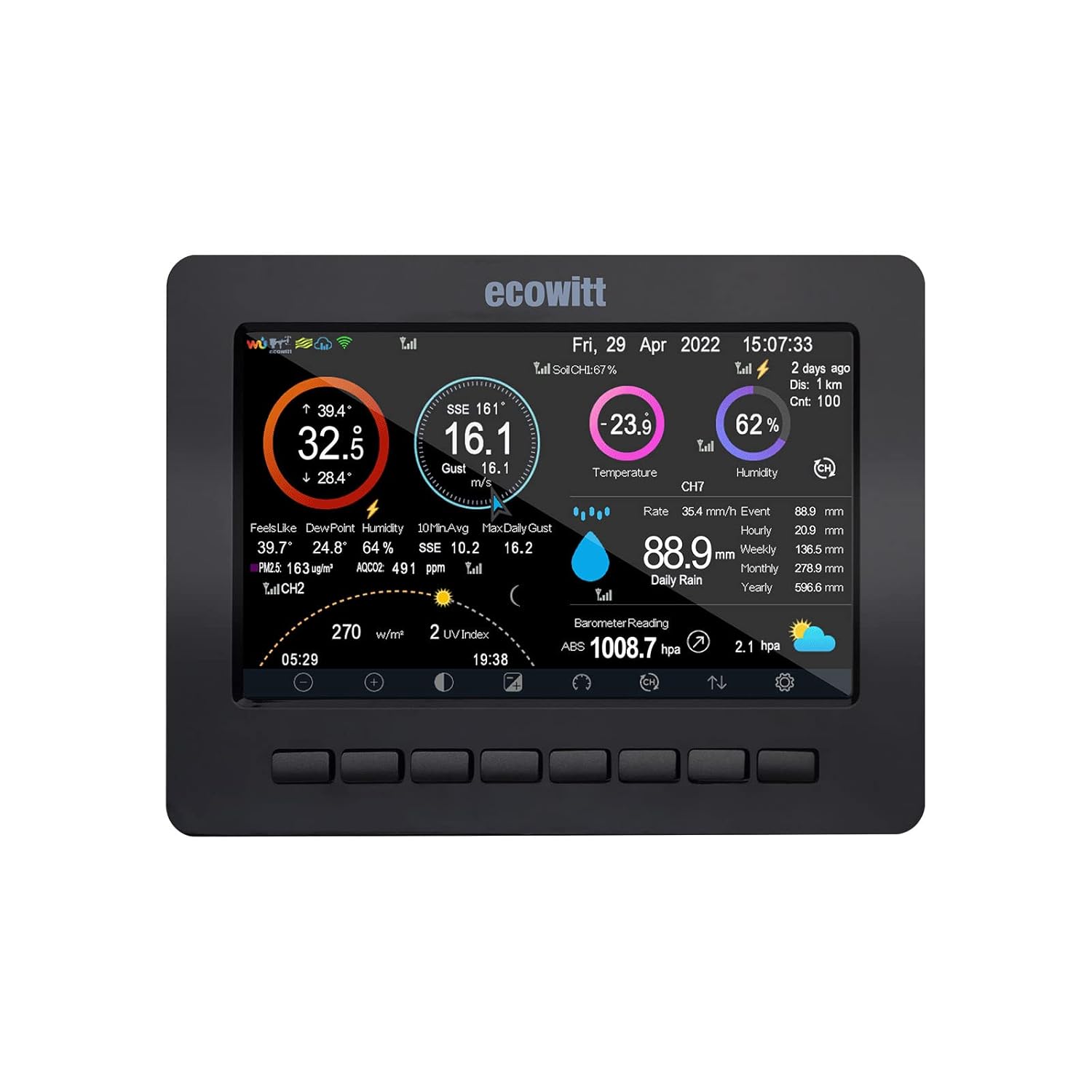 Ecowitt HP2550 Wi-Fi Weather Station With 7'' TFT Display Console ...