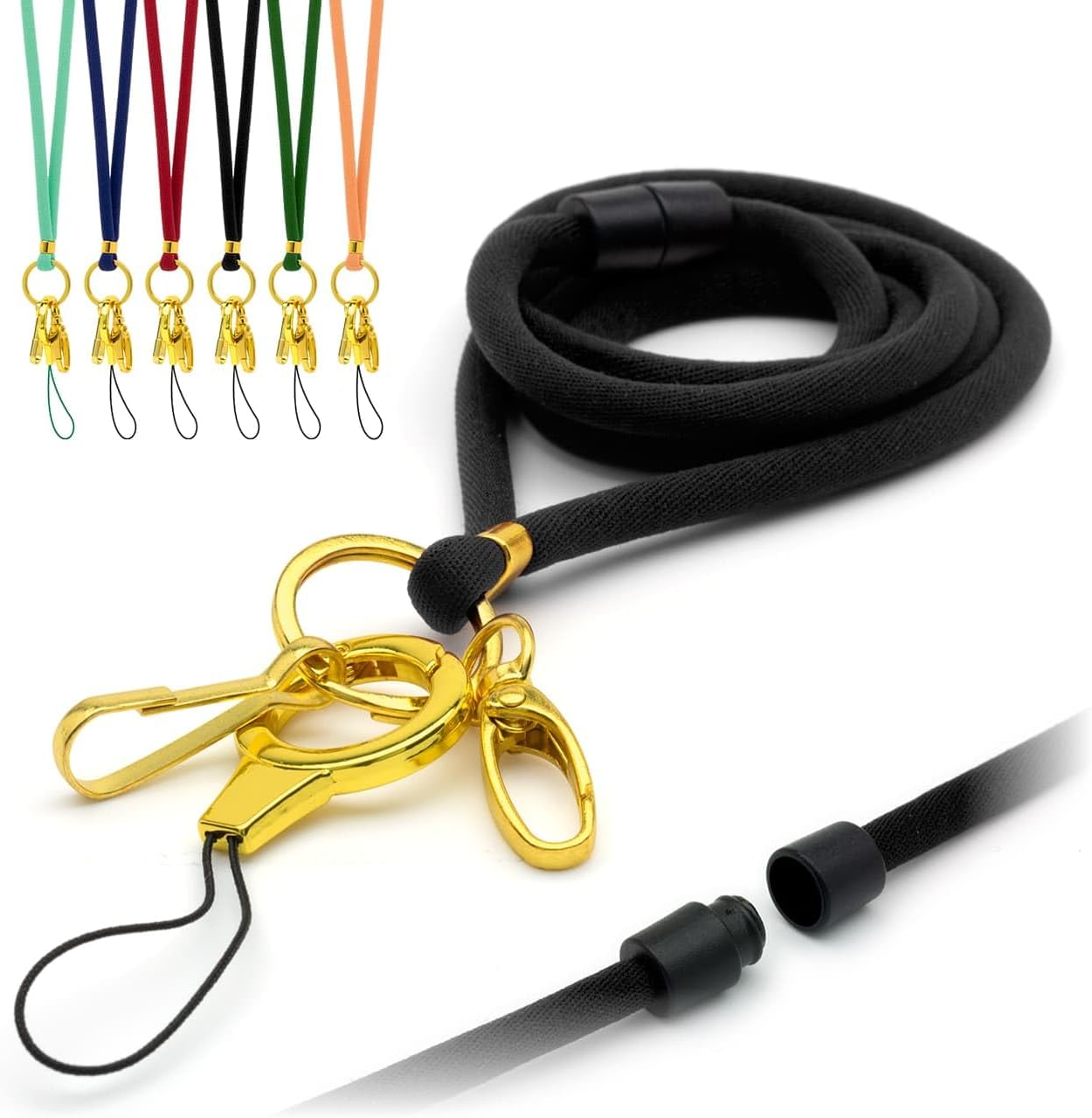 Black Nylon Cord Lanyard Soft Comfortable with Safety Breakaway ...