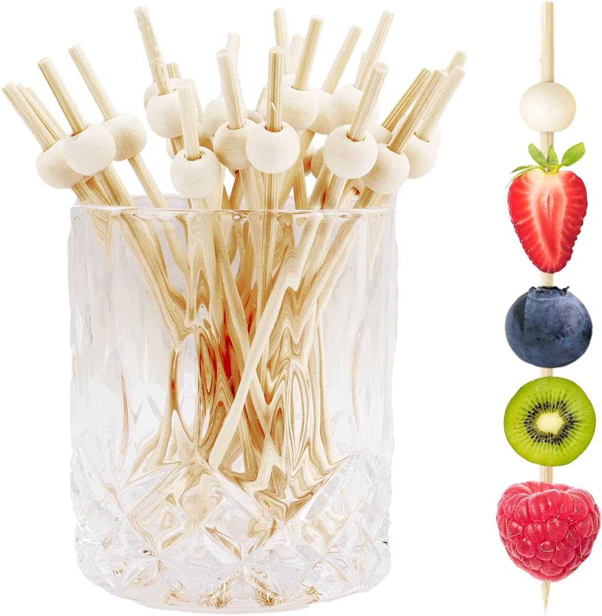Amazon.com | BLUE TOP 4.7 in 200PCS Wooden Ball Food Cocktail Picks ...