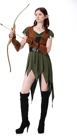 Amazon.com: Colorful House Elf Archer Costume Women Renaissance Fairy Costume Outfit Adult ...