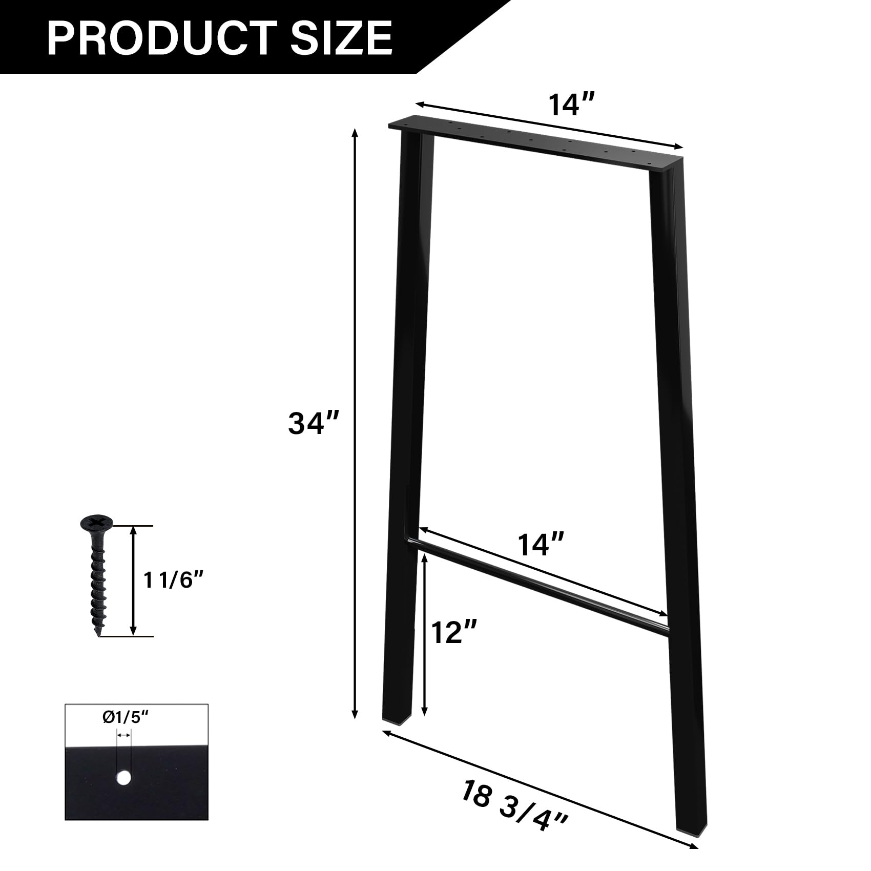 Snapklik.com : TC-HOMENY 34" Bar Table Legs - Furniture Legs Set Of 2 ...