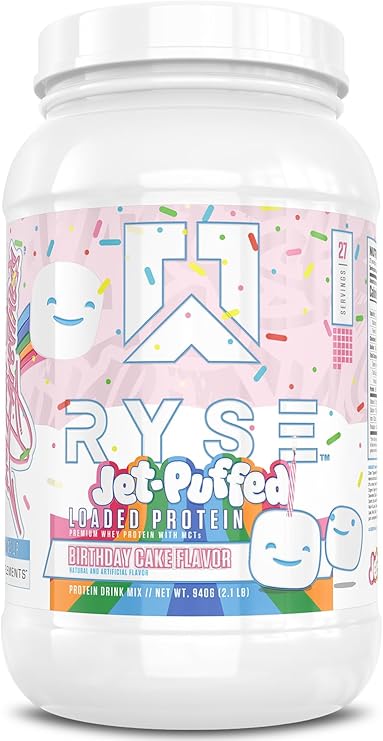 Amazon.com: RYSE Loaded Protein Powder - Jet-Puffed Birthday Cake - 25g ...