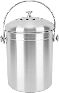Amazon.com : Stainless Steel Composting Bin Round Countertop Compost ...
