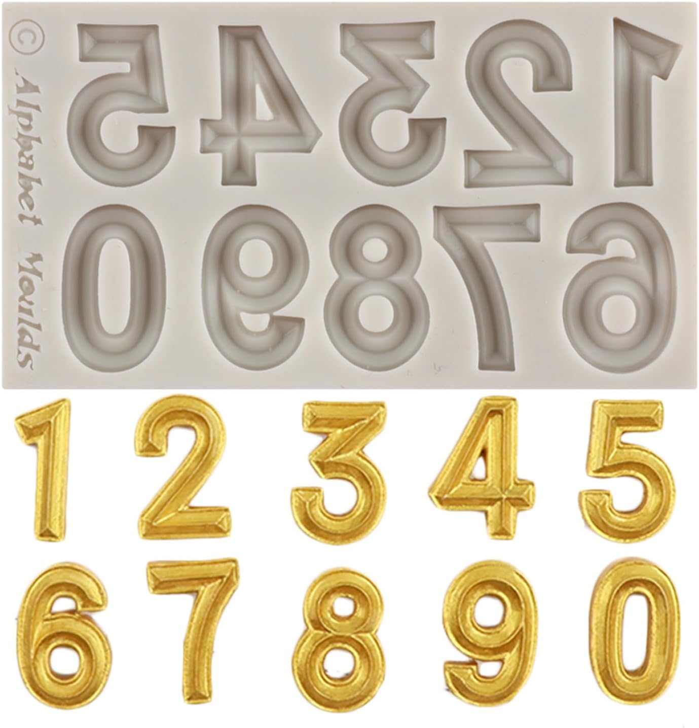 Amazon.com: Silicone Number Mold Fondant Molds 3D Number 0-9 Fondant ...