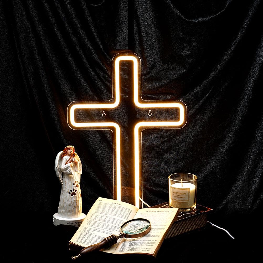 Neon Light Cross Neon Cross Sign | Neon Cross Wall Art | Cross Neon