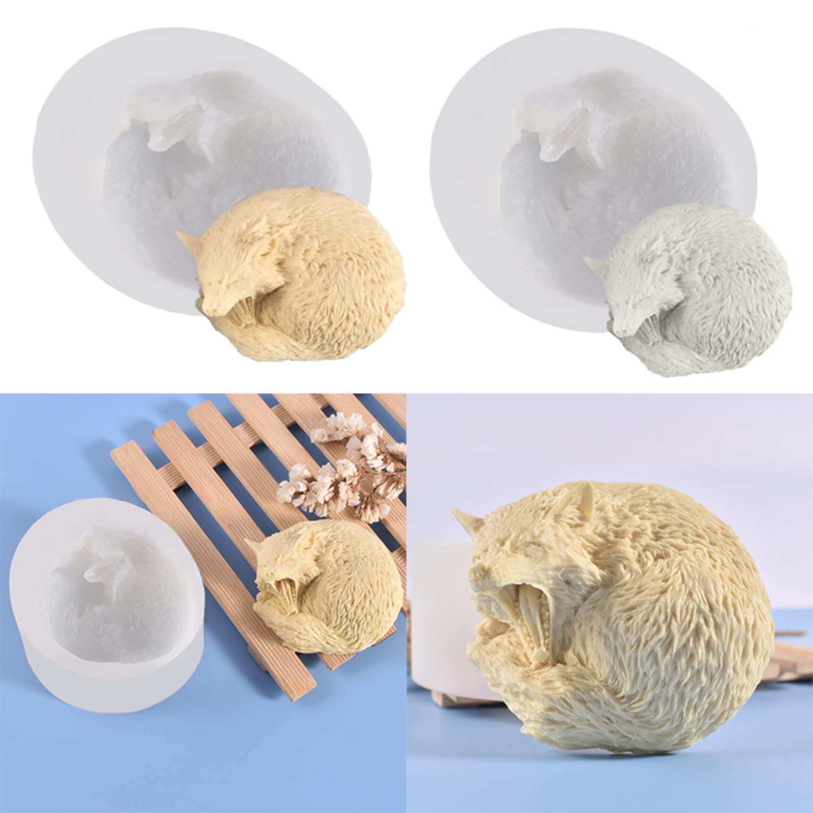 Buy sleeping wolf resin mold wolf mold wolf soap mold open mouth ...