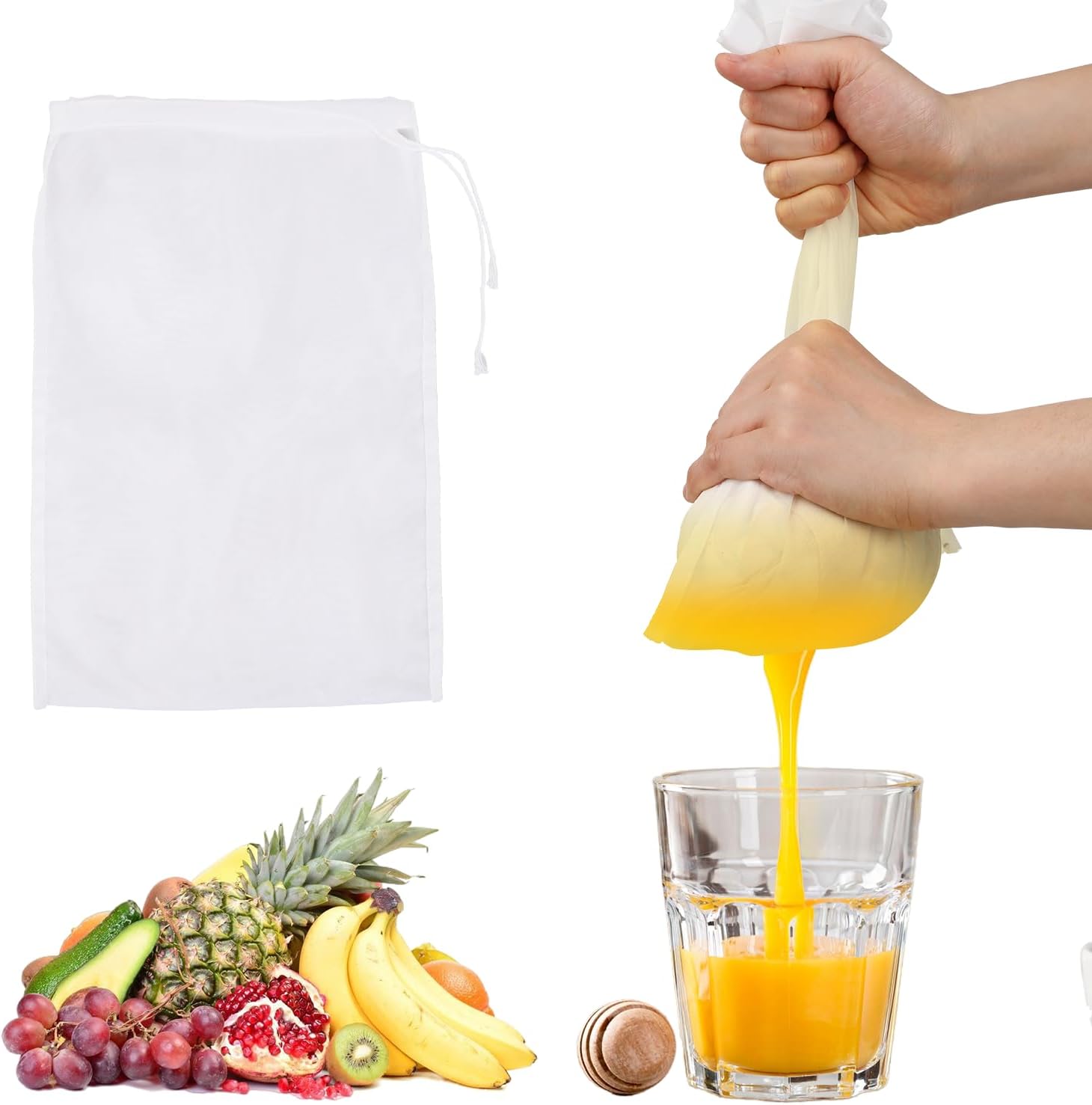 Aruicheng Nut Milk Bag Reusable Food Strainer Bags 24X36cm Nylon Fine ...