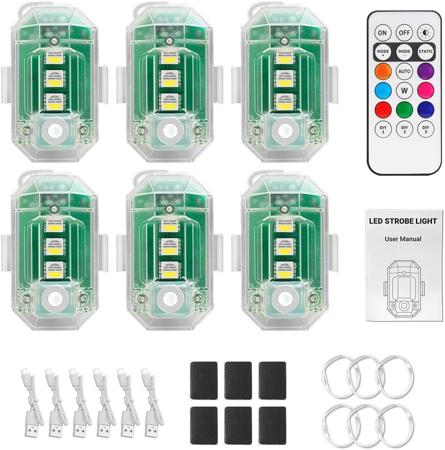 Amazon.com: 6PCS Wireless Remote Control Led lights for car,8 Colors ...