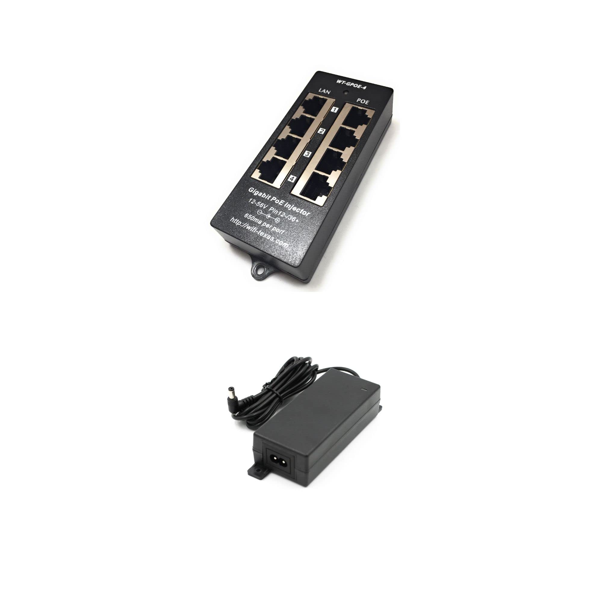 Amazon.com: PoE Texas 4 Port PoE Injector - Gigabit Passive Power Over ...