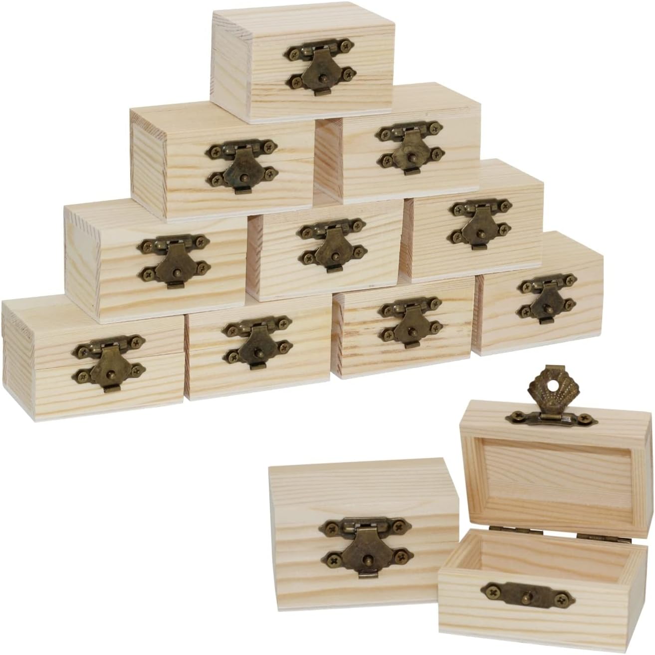 Amazon.com: Creative Hobbies 12-Pack Mini Wooden Treasure Boxes with ...
