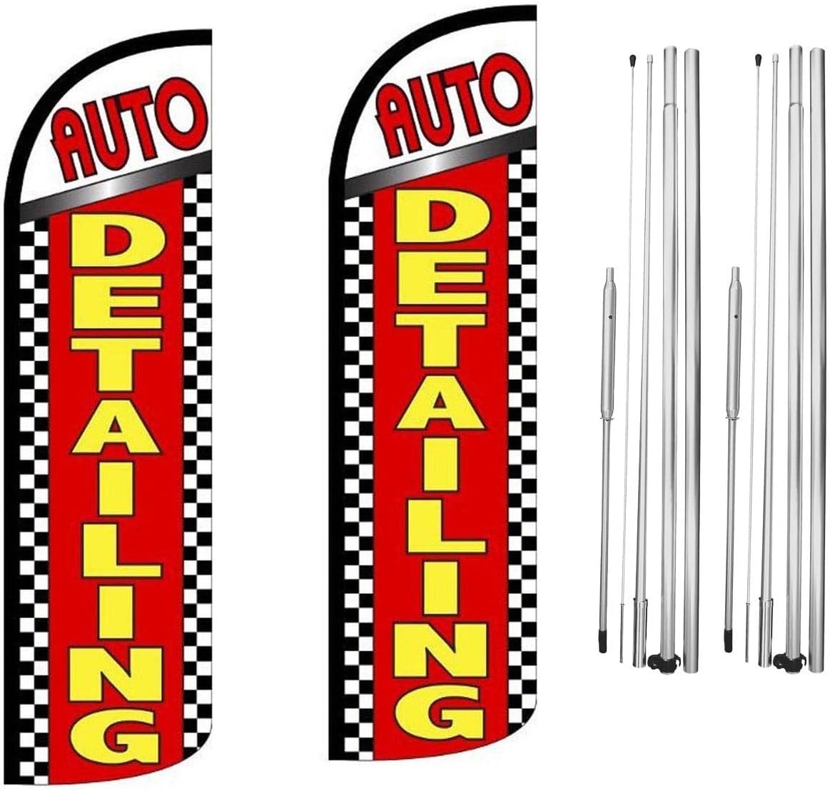 Amazon.com : Auto Detailing Feather Flag | 3ft W x 11.5ft H | Durable ...