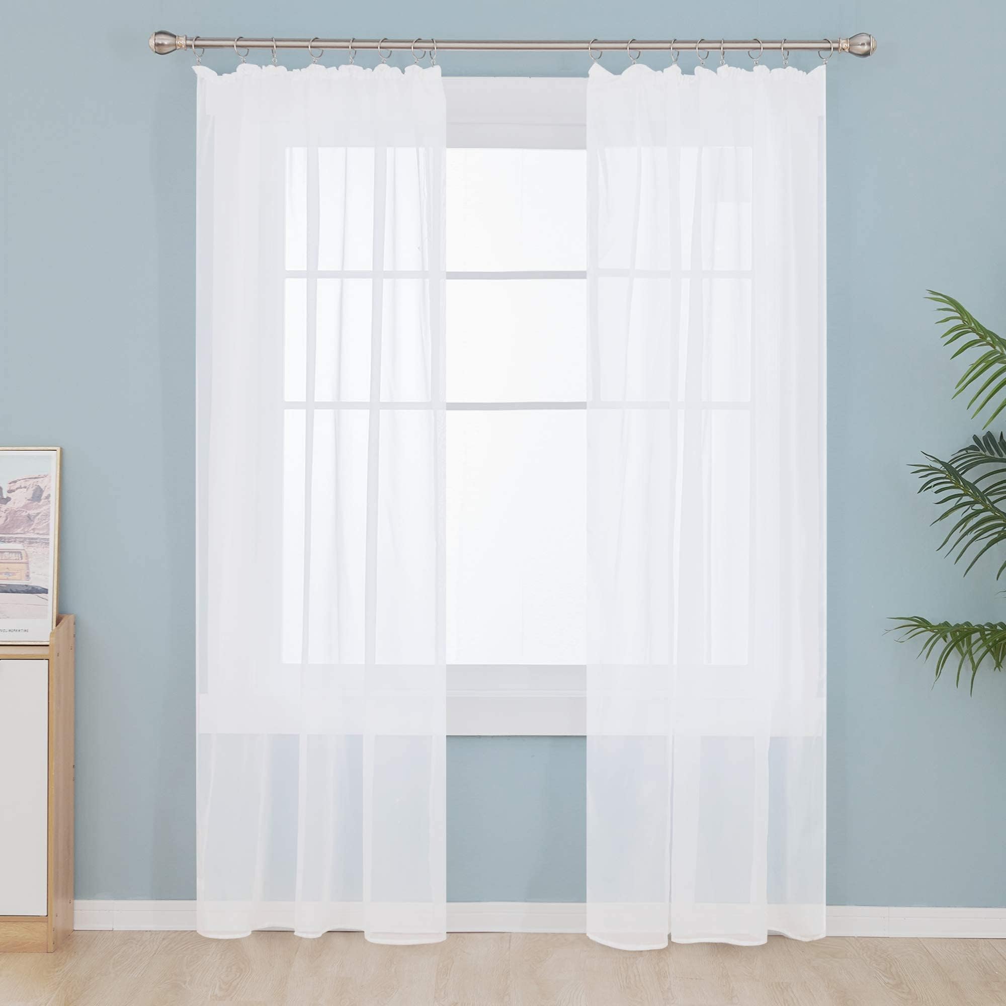Amazon.de: Deconovo Vorhang Schlaufenschal Transparent Vorhang Voile ...