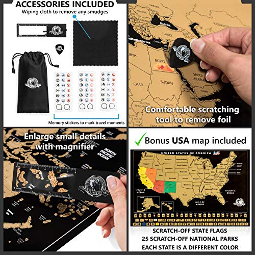 Scratch Off World Map: Large Travel Wall Poster Maps with Country Flags ...
