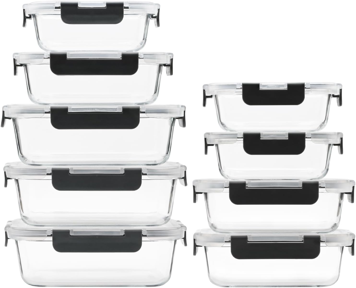 Amazon.com: DONQQCC 9 Pack Glass Food Storage Containers with Lids ...