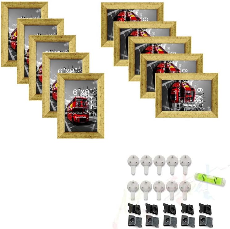 Art Street Set of 10 Individual Wall Photo Frame Golden 6x8 Inches for ...