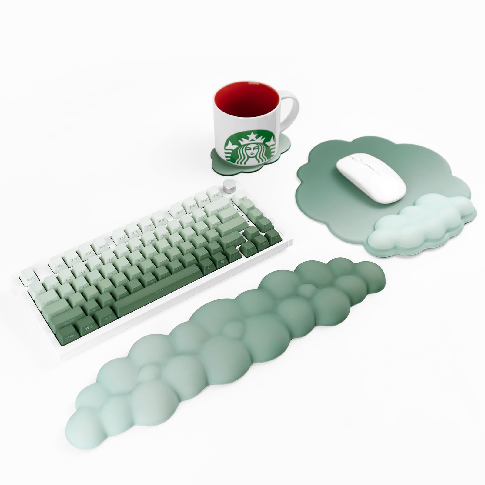 Amazon.com : Cloud Mouse Pad with Wrist Rest Gradient Green Ergonomic ...