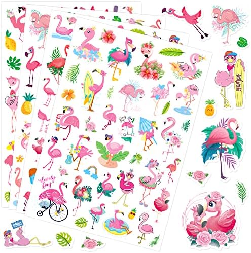 Amazon.com: Cartoon Summer Flamingo Sticker Rolls - CNhoqc 1000pcs Cute ...