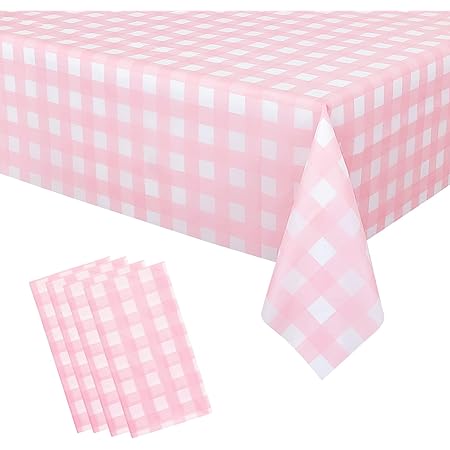 Amazon.com: Vedran 2 Pack Pink Gingham Tablecloth Decorations, Pink and ...