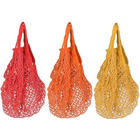 Reusable Grocery Bags Mesh Beach Bag Cotton Net Shopping String Bags (3 ...