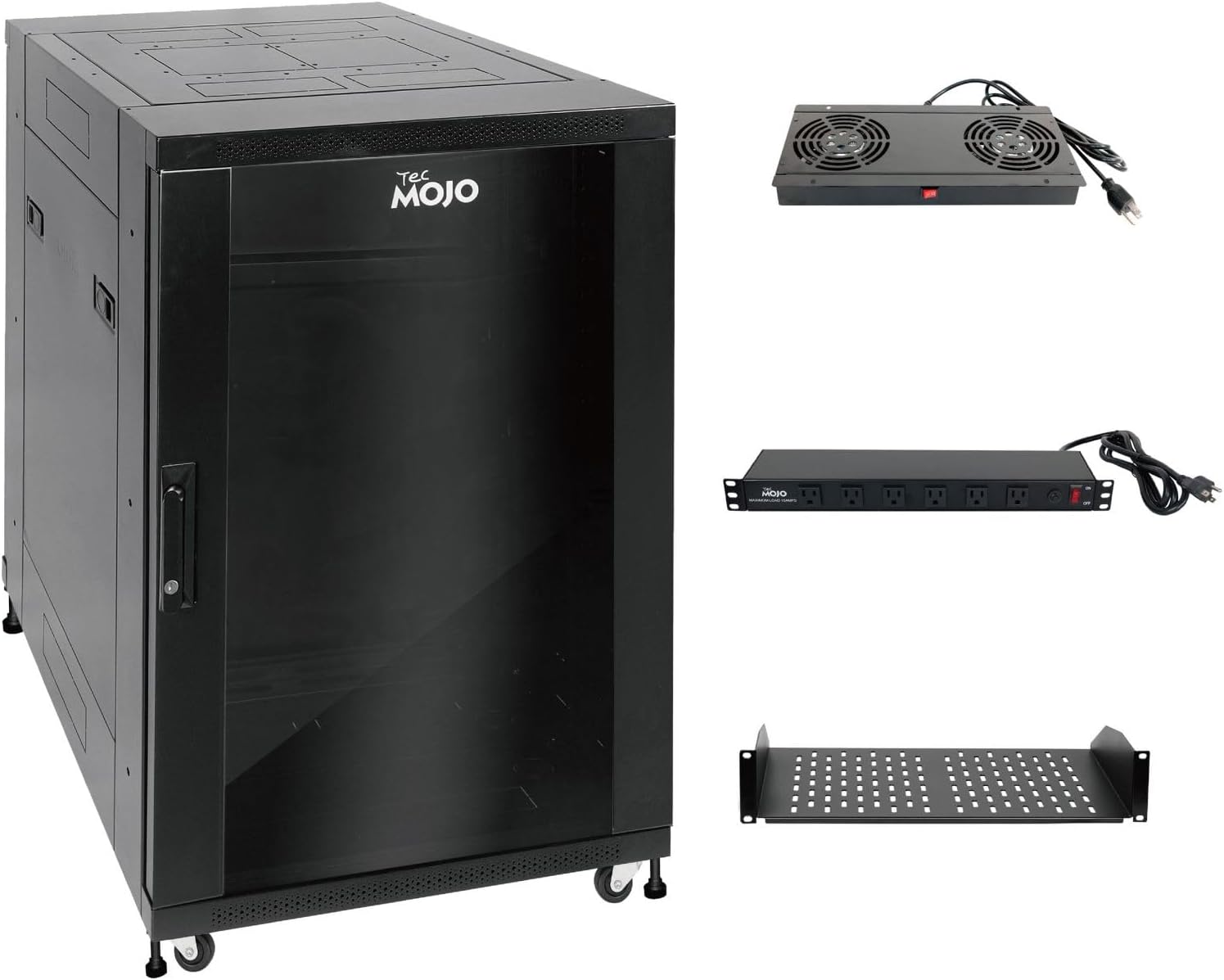 Amazon.com: Fully Assembled 18U Network Cabinet AV Rack Black Equipment ...