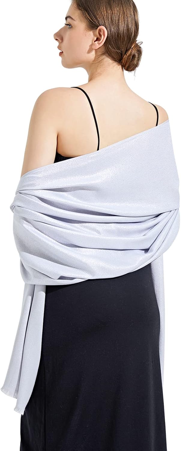 vimate Wedding Shawls and Wraps, Sparkly Silver Bridal Dress Shawl Wrap ...