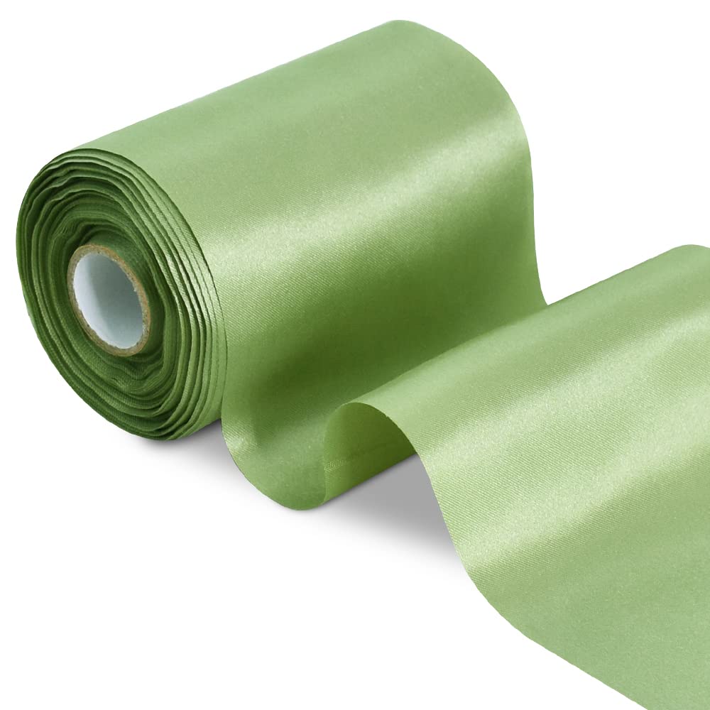 Snapklik.com : 4 Inch Wide Sage Olive Green Solid Satin Ribbon 22yd ...