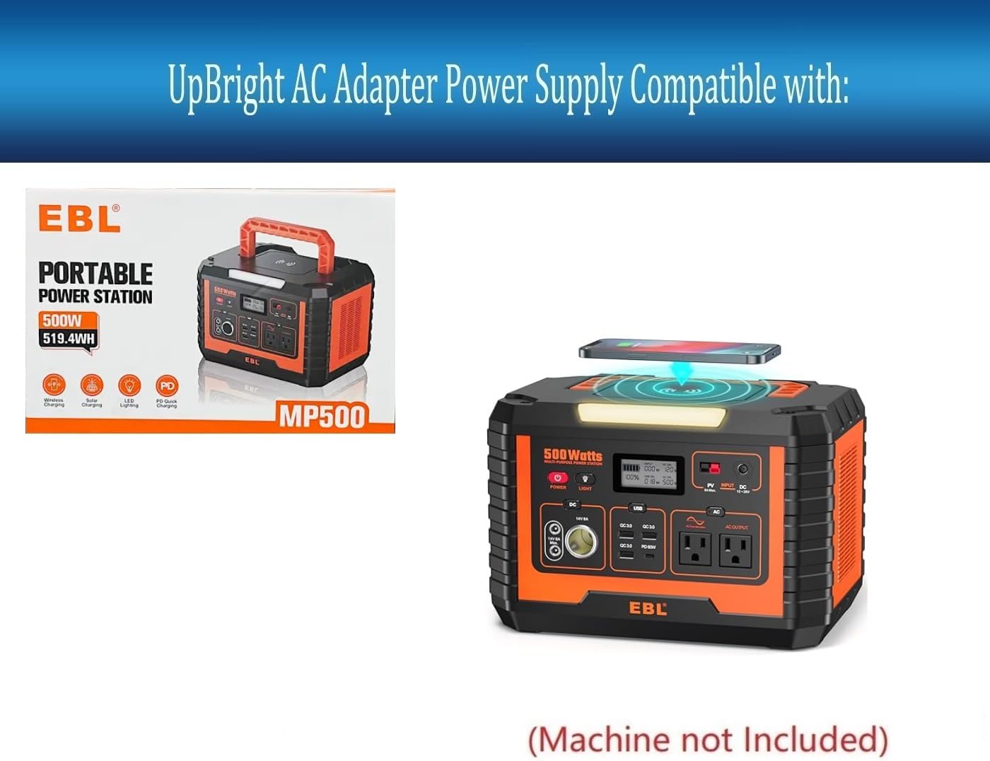 UpBright Adaptador de 12 V CC para automóvil compatible con EBL MP500 Voyager 500 estación de ...
