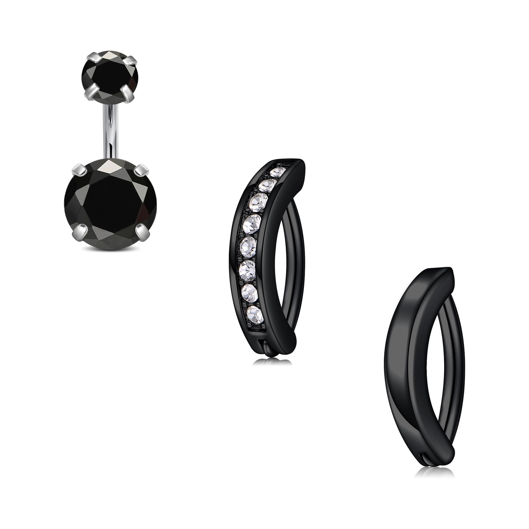 Snapklik.com : 14G Belly Button Ring Clicker Belly Button Rings CZ ...