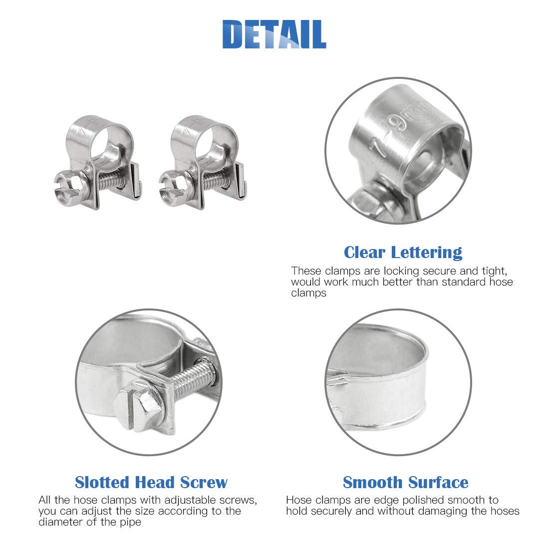 Snapklik.com : Glarks 50Pcs 7-18mm Stainless Steel Mini Fuel Injection ...