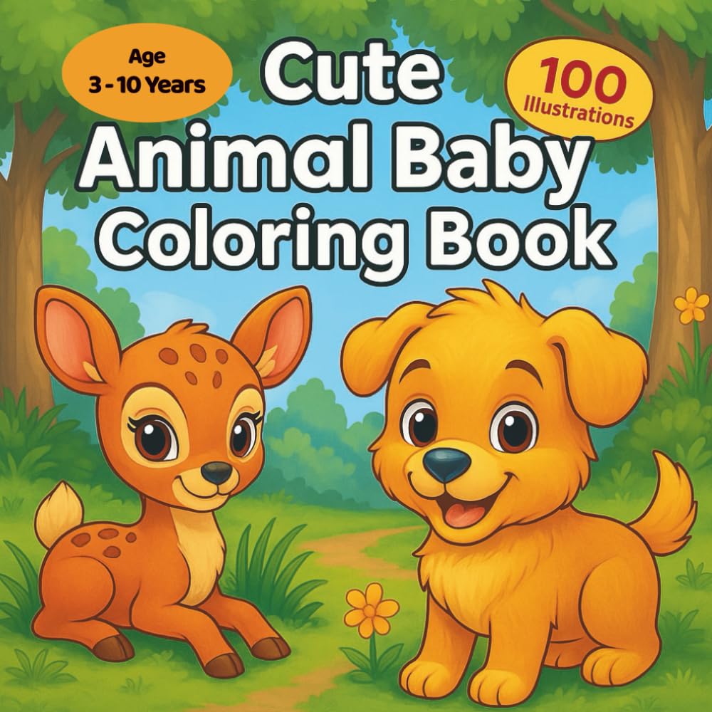 cute baby animals coloring book for kids: 100 Bold and Easy Coloring ...