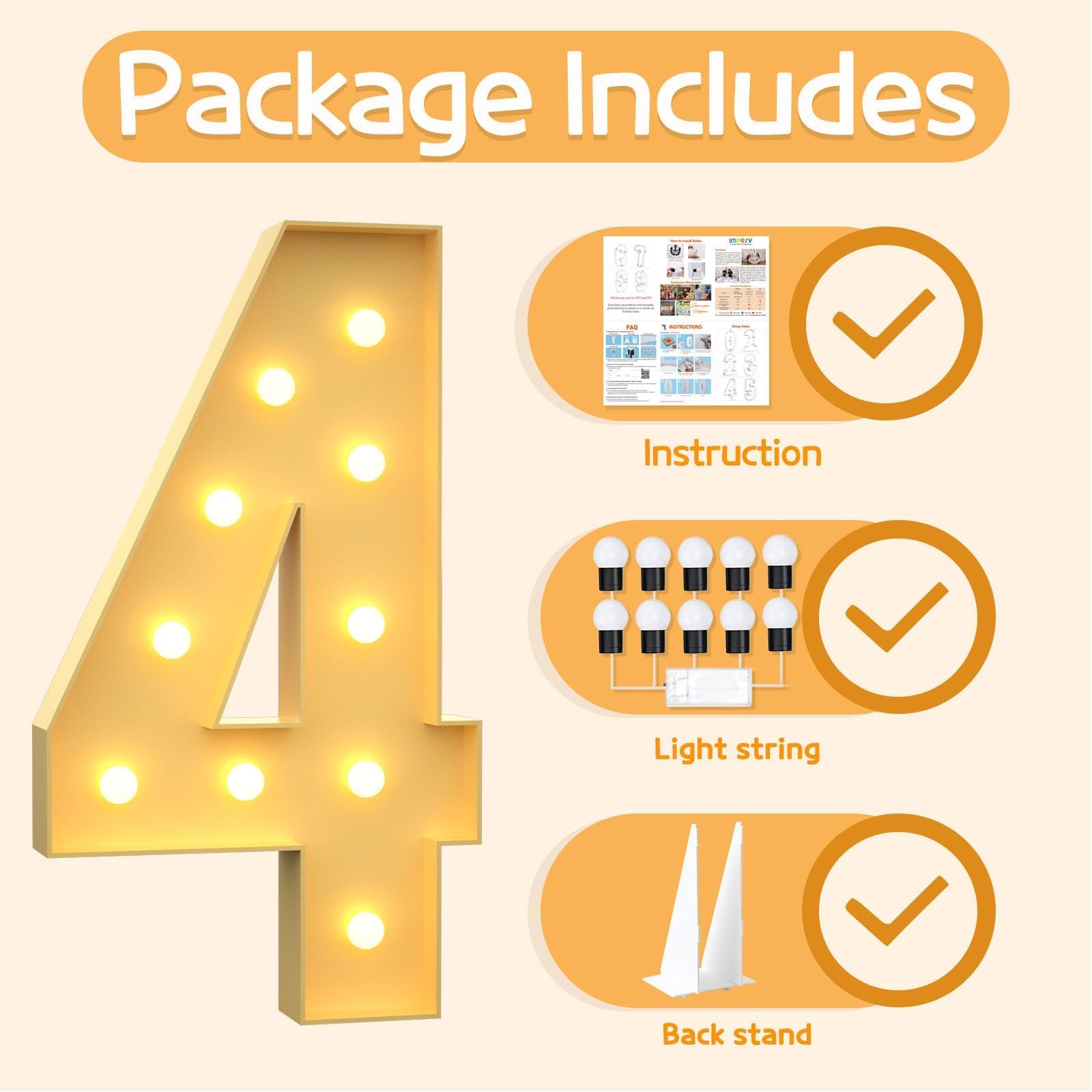 Snapklik.com : Marquee Numbers 4 Feet Tall Large Light Up Numbers 4th ...